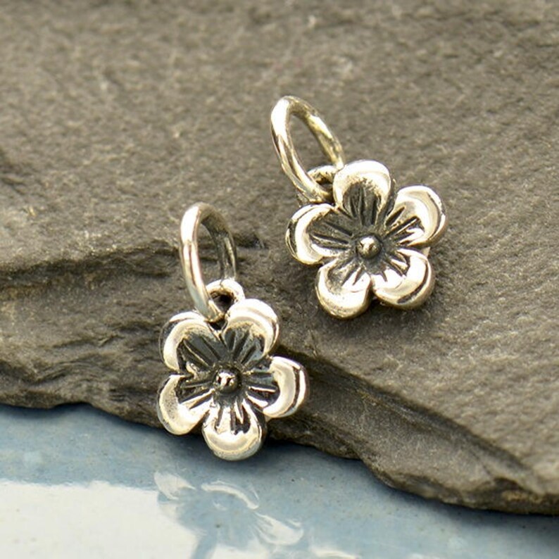 Sterling Silver Cherry Blossom Charm Cherry Blossom Nature | Etsy