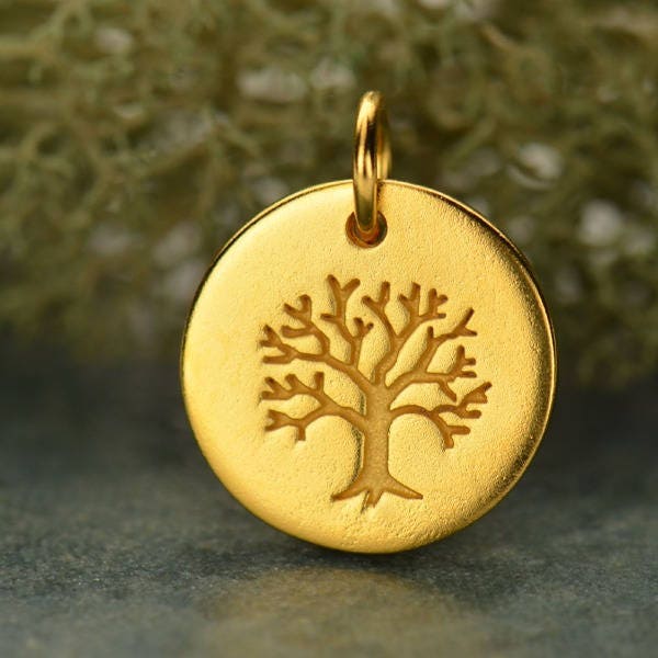 Sterling Silver Etched Tree Tree of Life Tree of Life Charm - Etsy