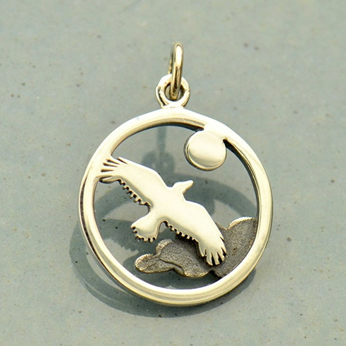 Sterling Silver Raven Charm Flying Bird Charm Flying Raven | Etsy