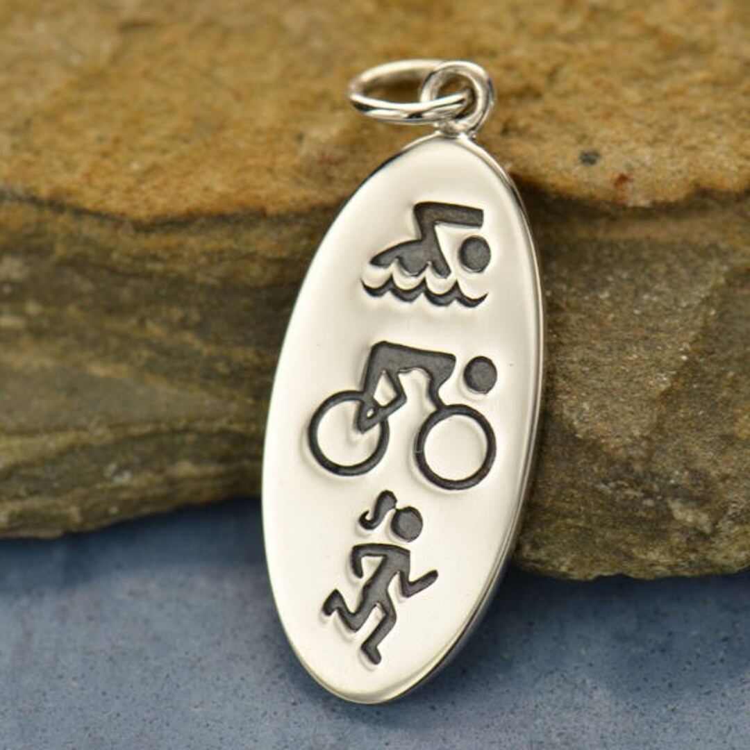 Sterling Silver Triathlon Symbols, Fitness Charm, Fitness Charm Set ...