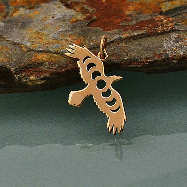 Silver Raven Charm With Moon Phase Cutout Raven Necklace - Etsy