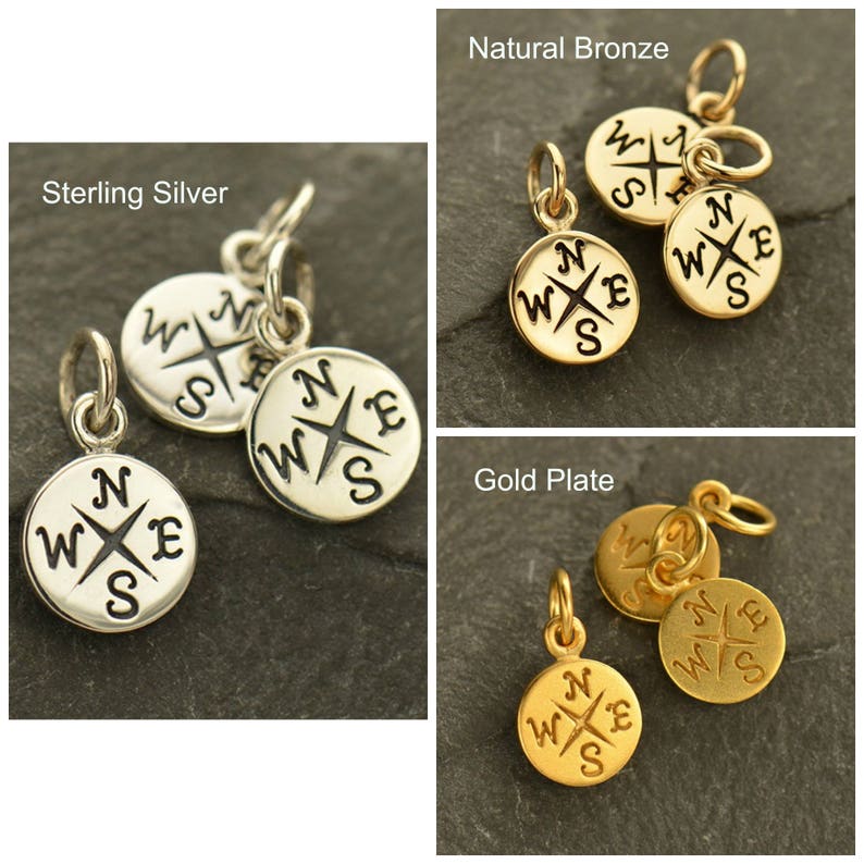 Sterling Silver Compass Dangle Compass Charm Nautical Charm - Etsy