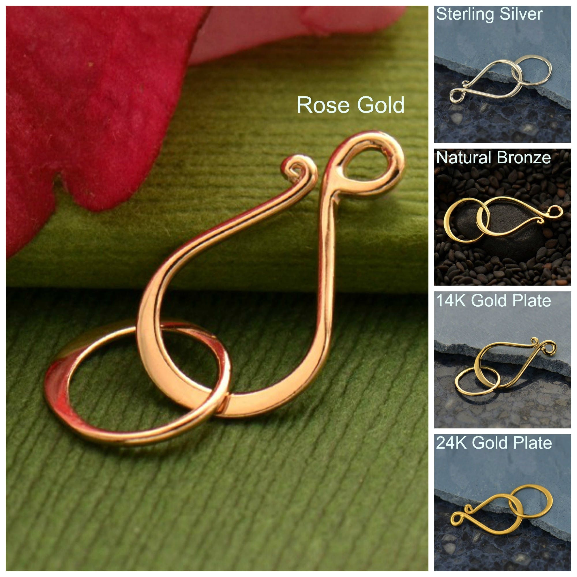 Rose Gold Flat Clasp Hook and Eye Rose Gold Plate Rose Gold | Etsy