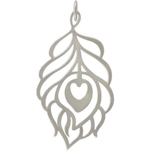 Sterling Silver Peacock Feather Charm Pendant Peacock - Etsy