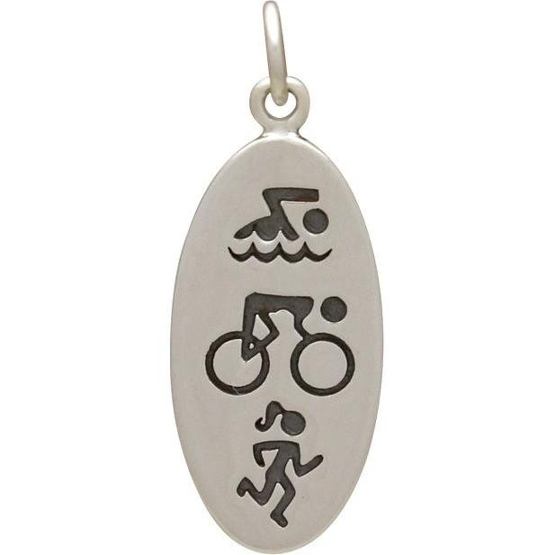 Sterling Silver Triathlon Symbols Fitness Charm Fitness - Etsy