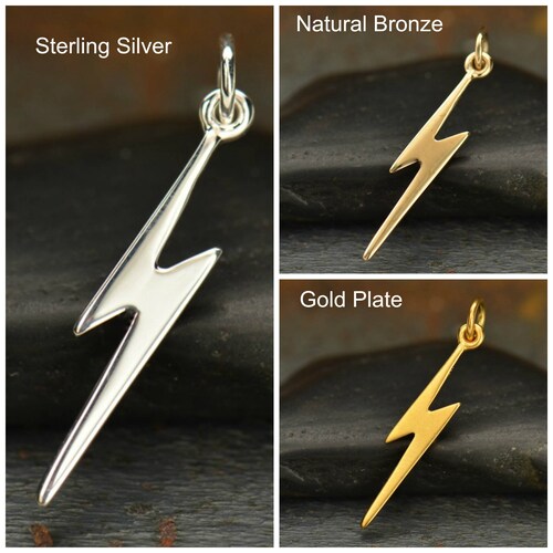 Sterling Silver Tiny Lightning Bolt Lightning Charm - Etsy