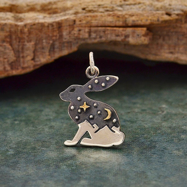 Sterling Silver Rabbit Charm - Etsy