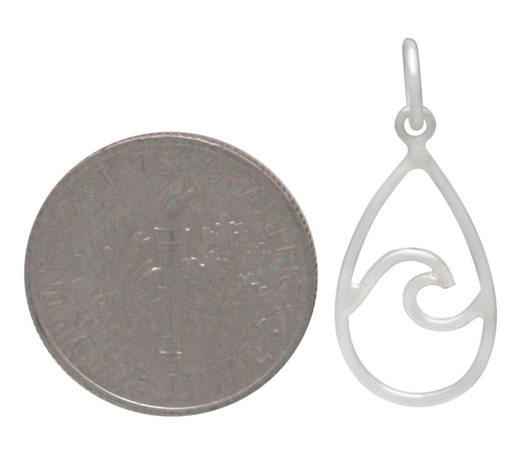 Sterling Silver Wire Wave Wave Pendant Teardrop Charm Wave - Etsy