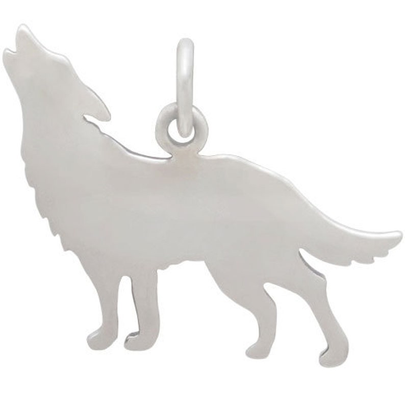 Sterling Silver Wolf Charm With Bronze Star and Moon Animal - Etsy