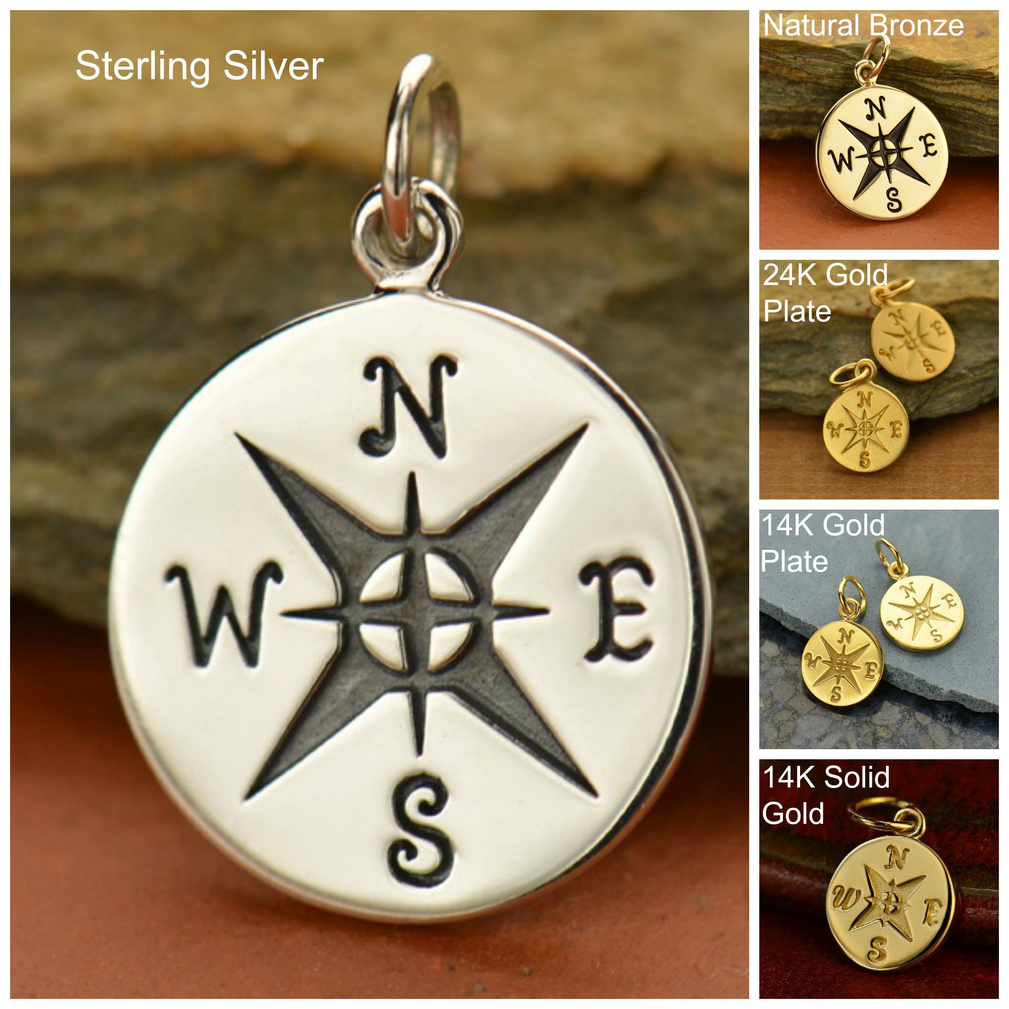 Sterling Silver Compass Charm Silver Compass Compass - Etsy