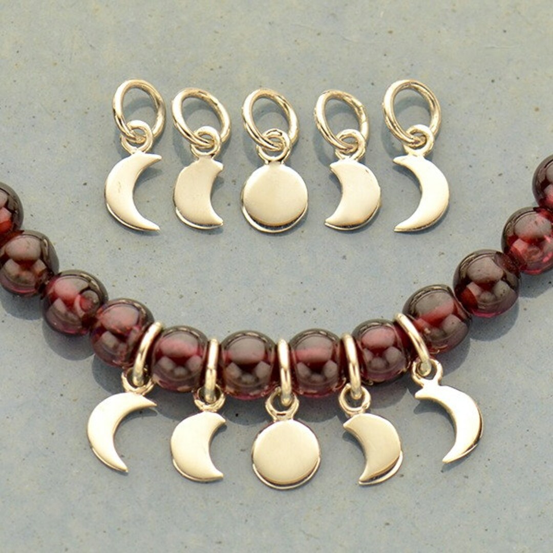 Sterling Silver Moon Phase Charm, 5 Charm Set, Celestial Charm ...