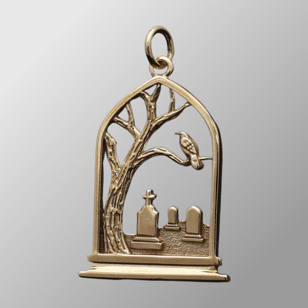 Graveyard Pendant, Bronze Graveyard Charm, Goth Lover Gift, Gothic ...