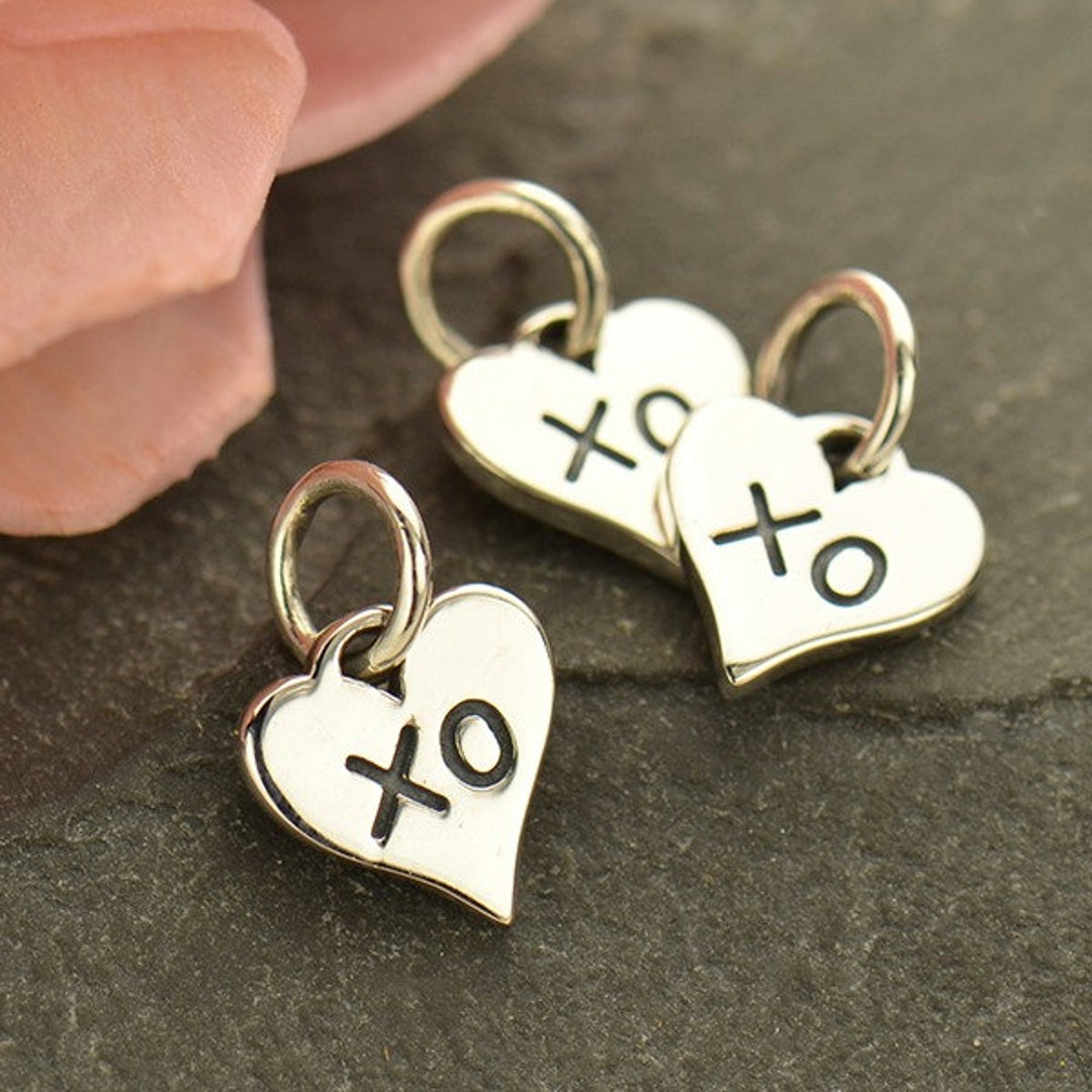 Sterling Silver Small Heart Heart Charm XO Charm Hug and - Etsy