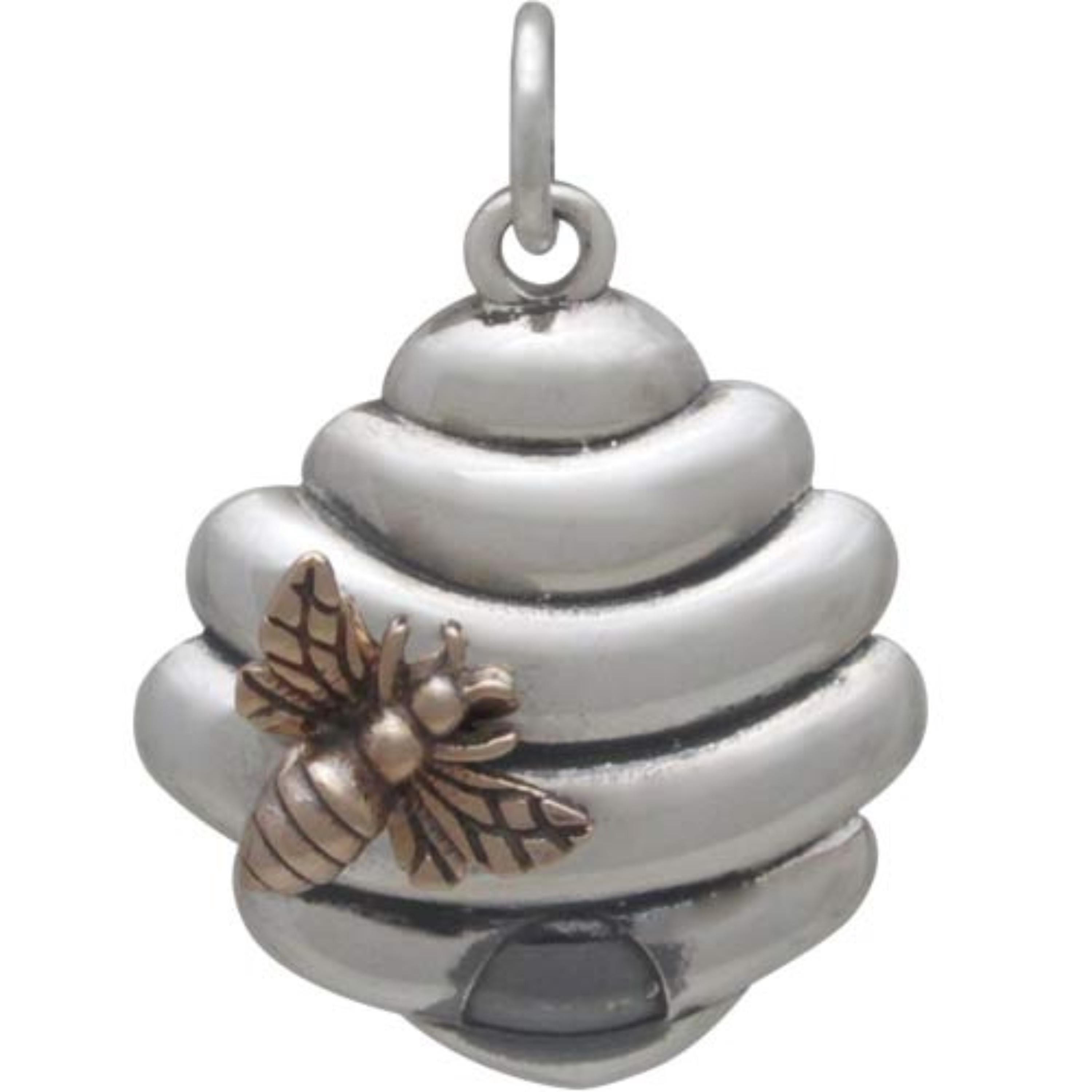 Sterling Silver Beehive Charm With Bronze Bee, Beehive Charm, Bee ...