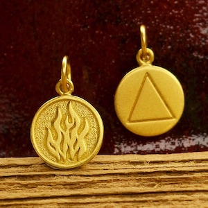 Sterling Silver Four Elements Charm Water Element Charm Fire - Etsy