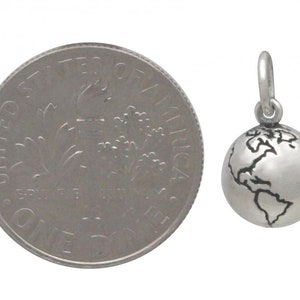 Sterling Silver 3D World Charm, 3D World, World Charm, Silver 3D World ...