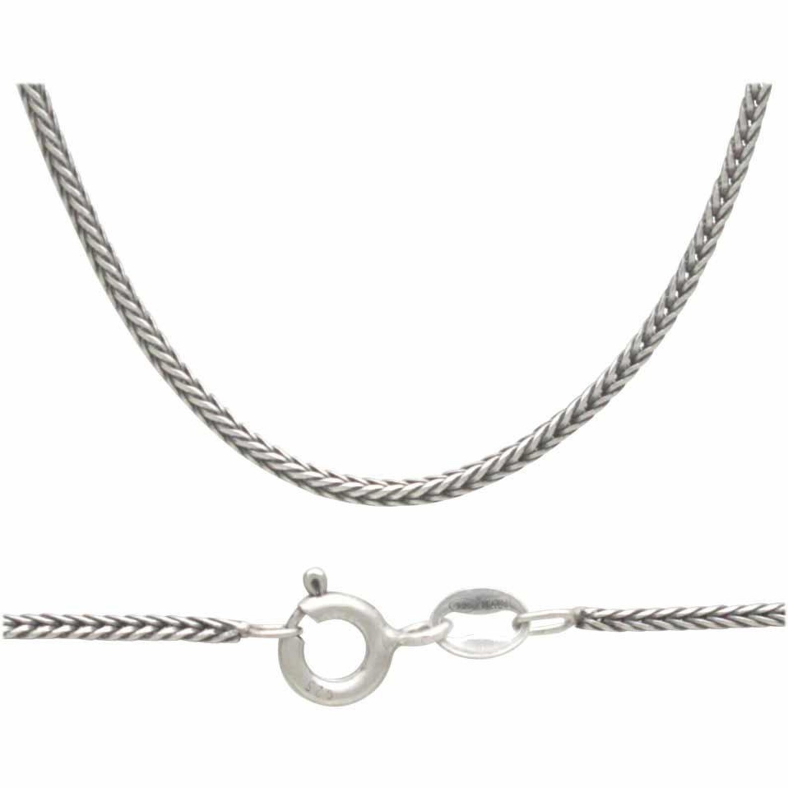 Sterling Silver Round Foxtail Chain, Foxtail Chain, Round Chain, Silver ...
