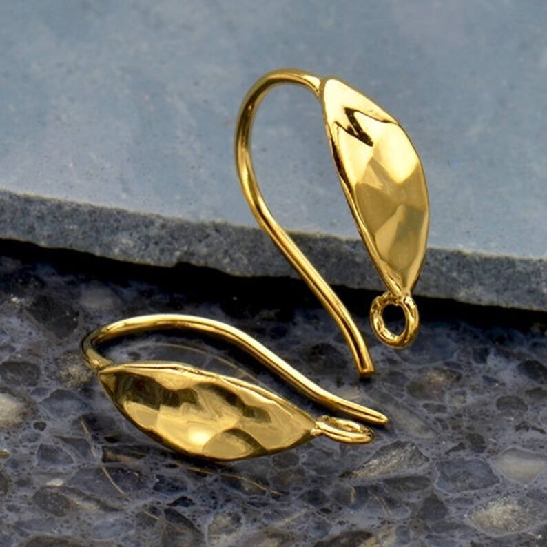 Sterling Silver Hammered Ear Hook Almond Shape Earring | Etsy