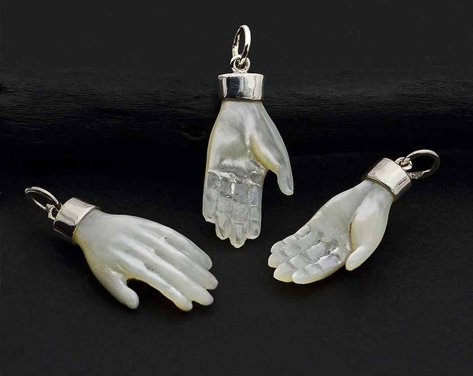 Hand Charm, Carved, Mother of Pearl, Hand Pendant, Best Friend Gift ...