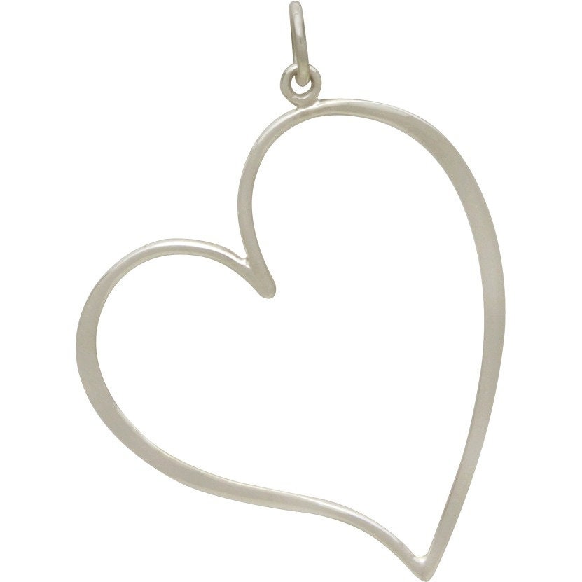 Sterling Silver Open Heart Heart Pendant Large Open Heart - Etsy