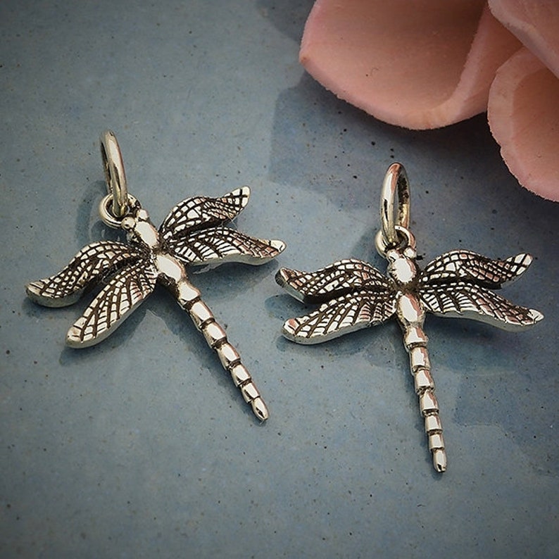 Sterling Silver Dragonfly Charm Silver Dragonfly Dragonfly - Etsy