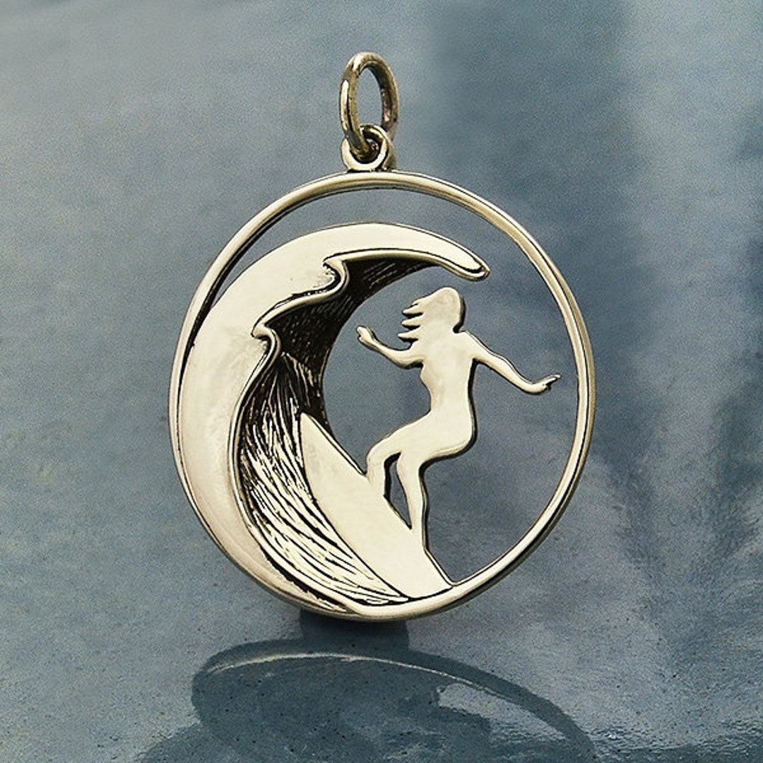 Sterling Silver Girl Surfer Charm, Bestie Birthday Gift, Surfer Gifts ...