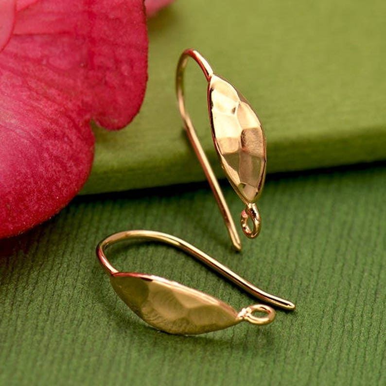 Sterling Silver Hammered Ear Hook Almond Shape Earring | Etsy
