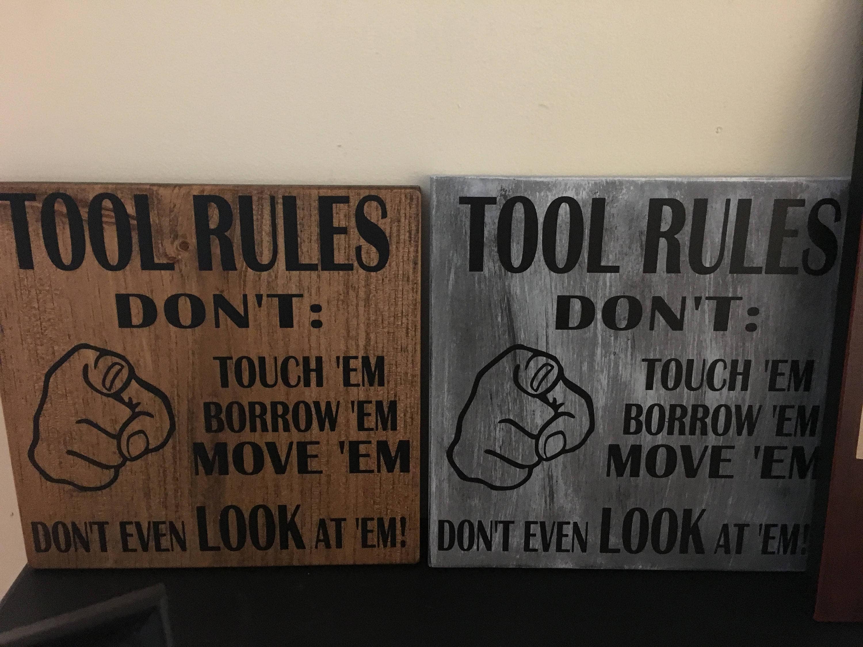Tool Rules Wood Sign, Workshop Sign, Tool Sign, Gift for Dad, Gift for ...