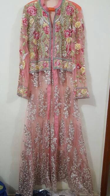 Coral Beaded Jacket , Women Embroidered Jacket, Floral Jacket, Peach ...