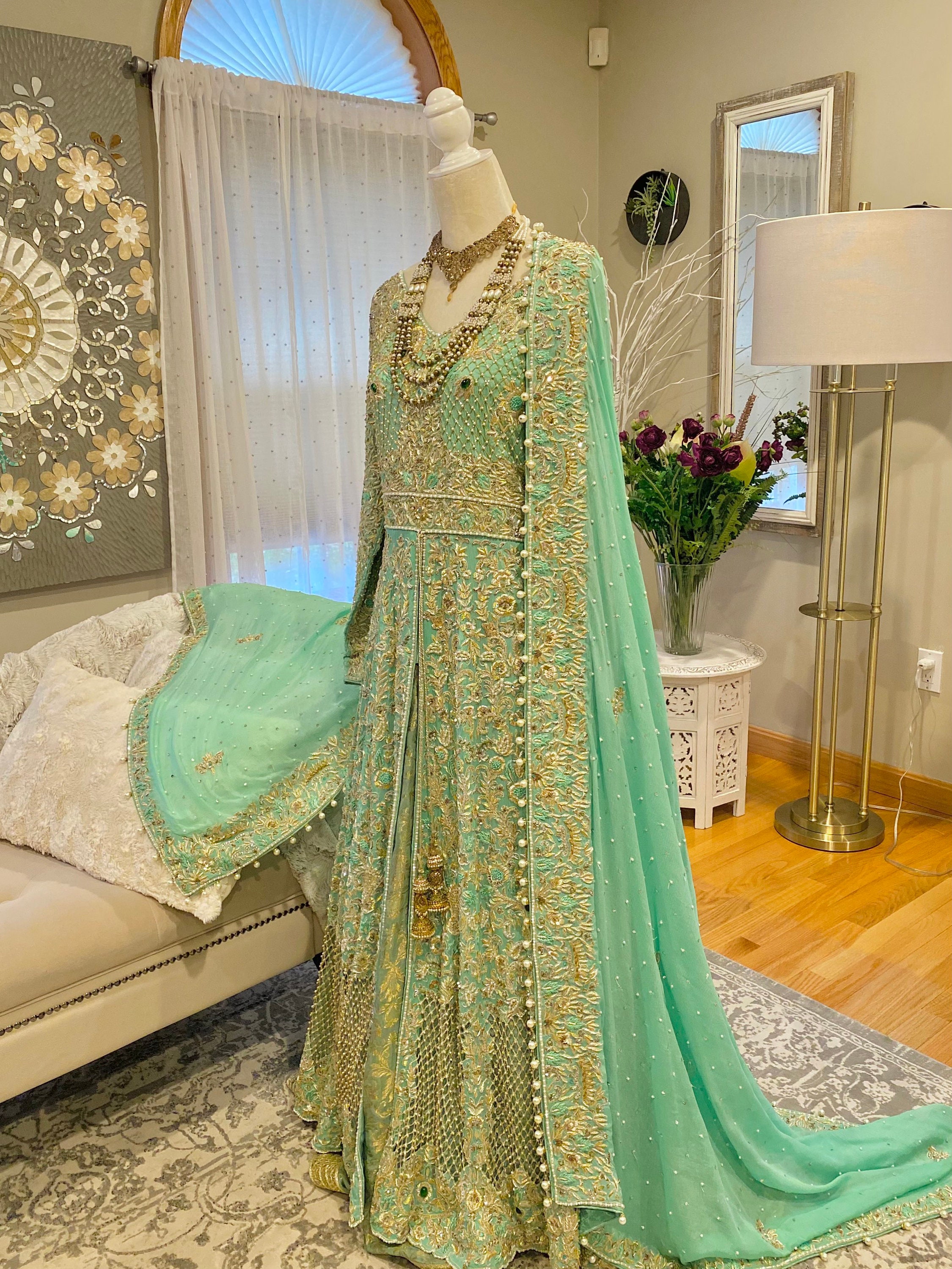 Pakistani Bridal Dress Elan Inspired Garden of Evening Mist - Etsy