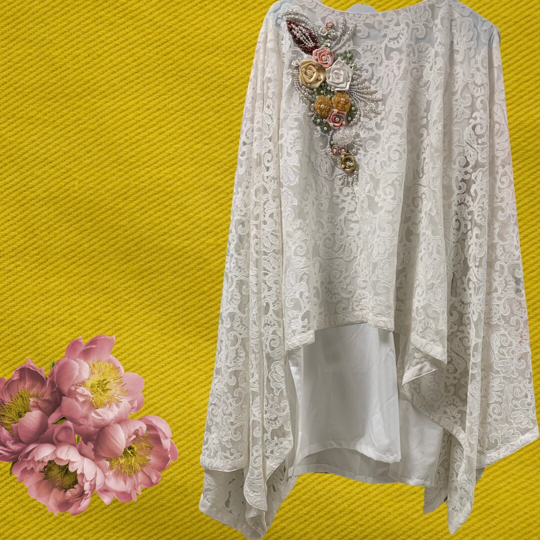 White Lace Poncho XL - Etsy