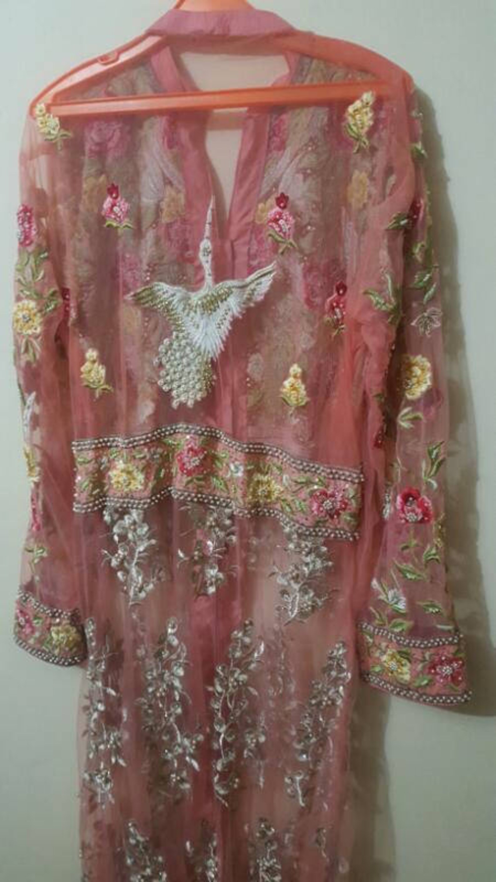 Coral Beaded Jacket , Women Embroidered Jacket, Floral Jacket, Peach ...