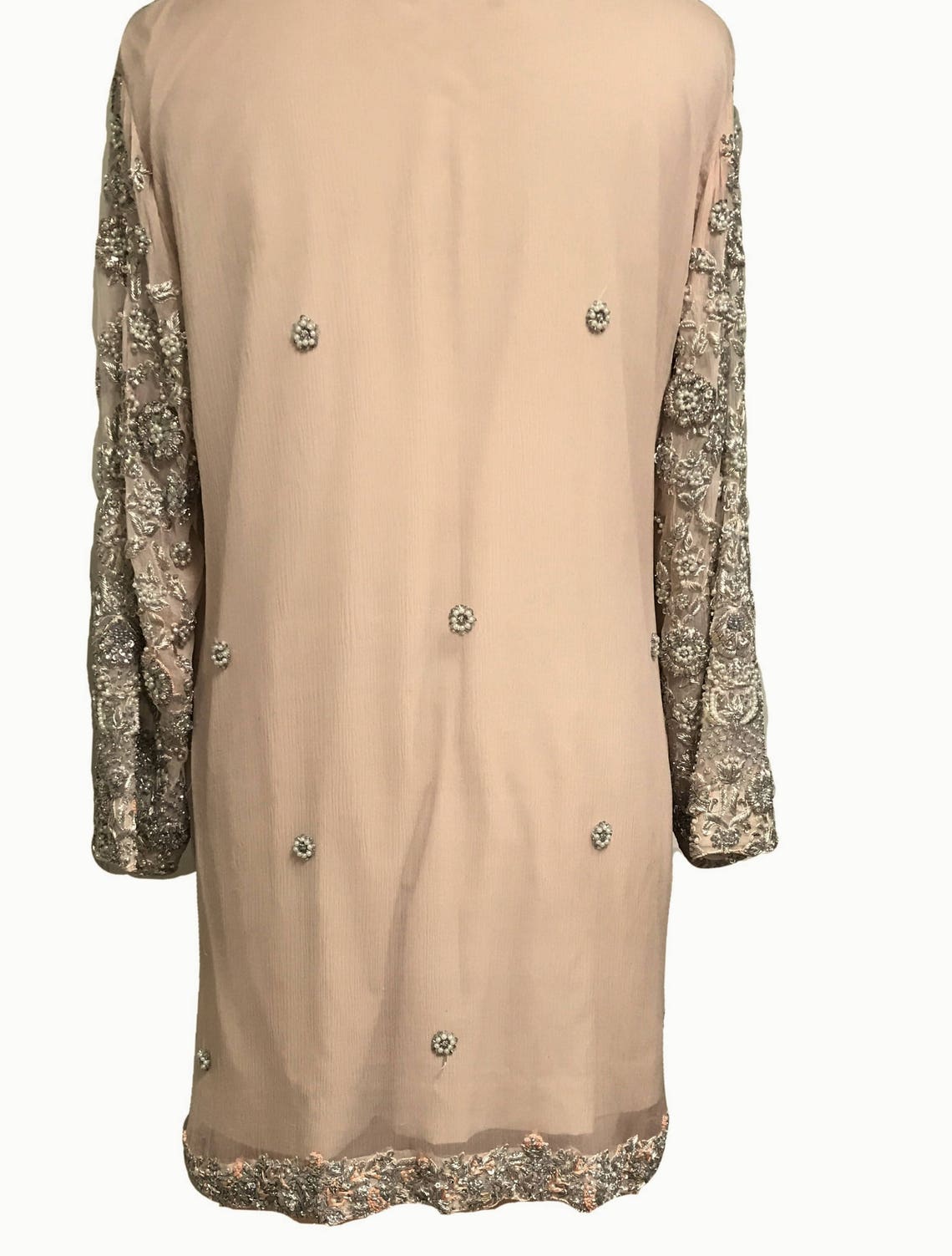 Beige Hand Embroidery Chiffon Dress, Mina Hasan Formal 2017 Inspired ...