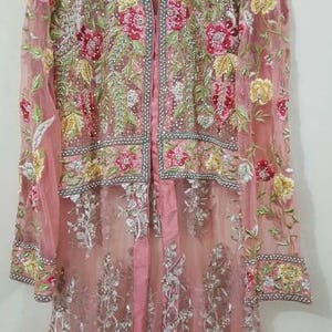 Coral Beaded Jacket , Women Embroidered Jacket, Floral Jacket, Peach ...