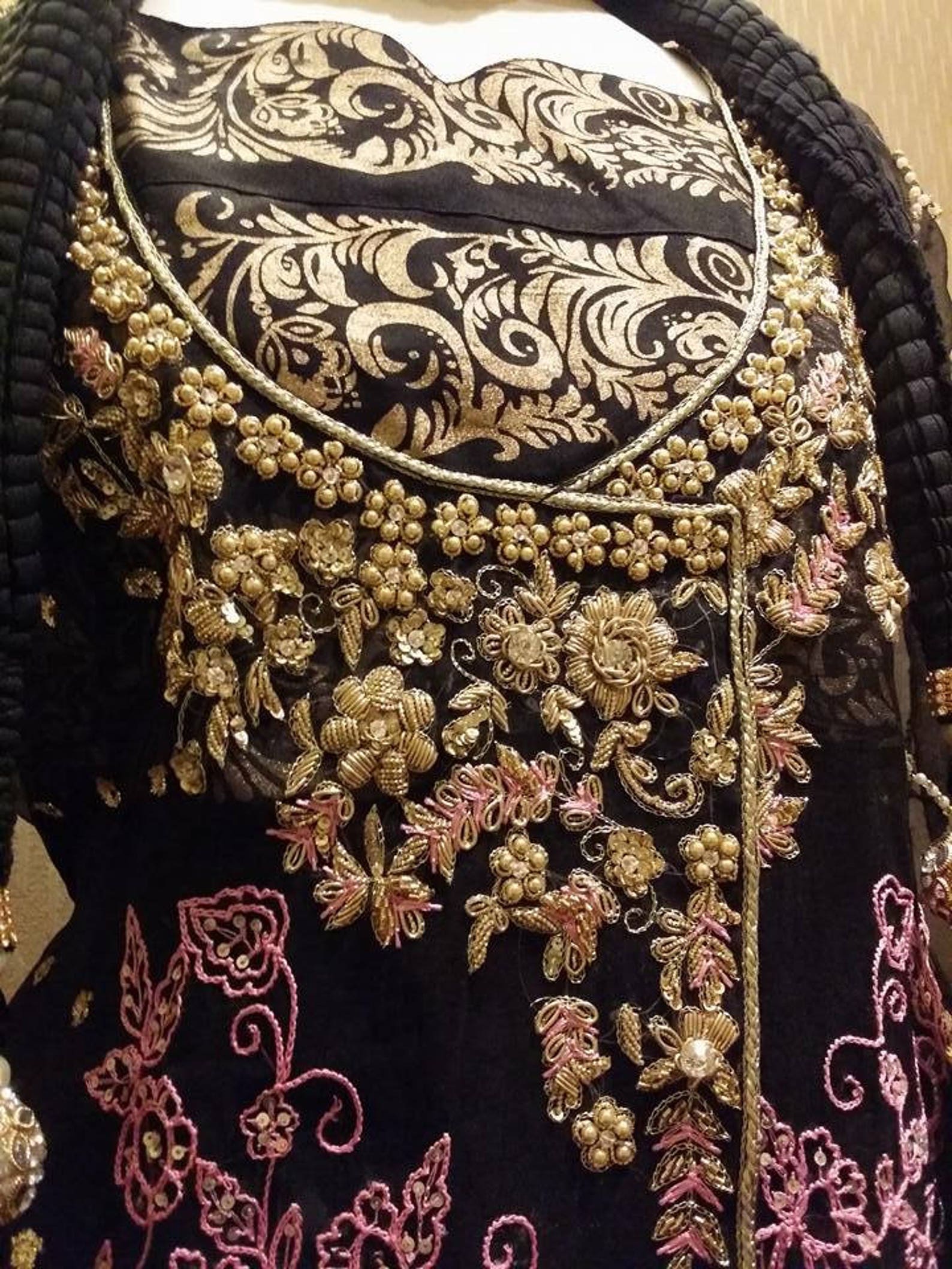 Black Angarkha Frock, Formal Embroidered Angarkha With Palazzo Pants ...