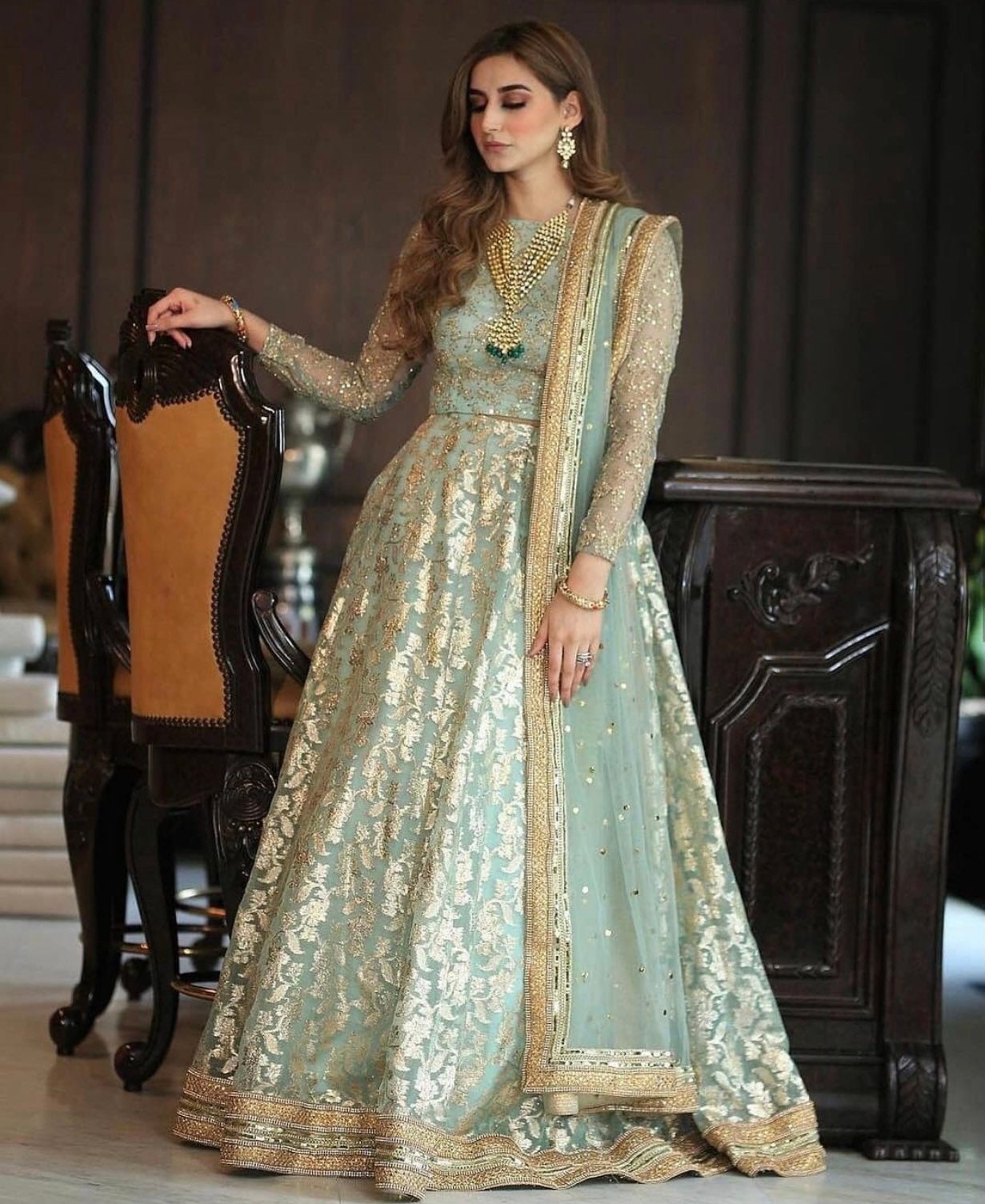 Pakistani Heavy Embroidery Wedding Formal Lehenga, Organza Lehenga With ...