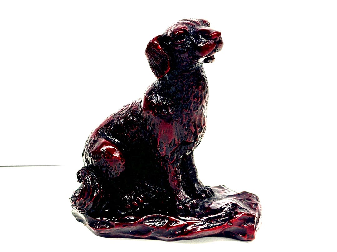 Red Resin Sitting Dog Figurine 1980s Vintage Chinese Zodiac Feng Shui ...