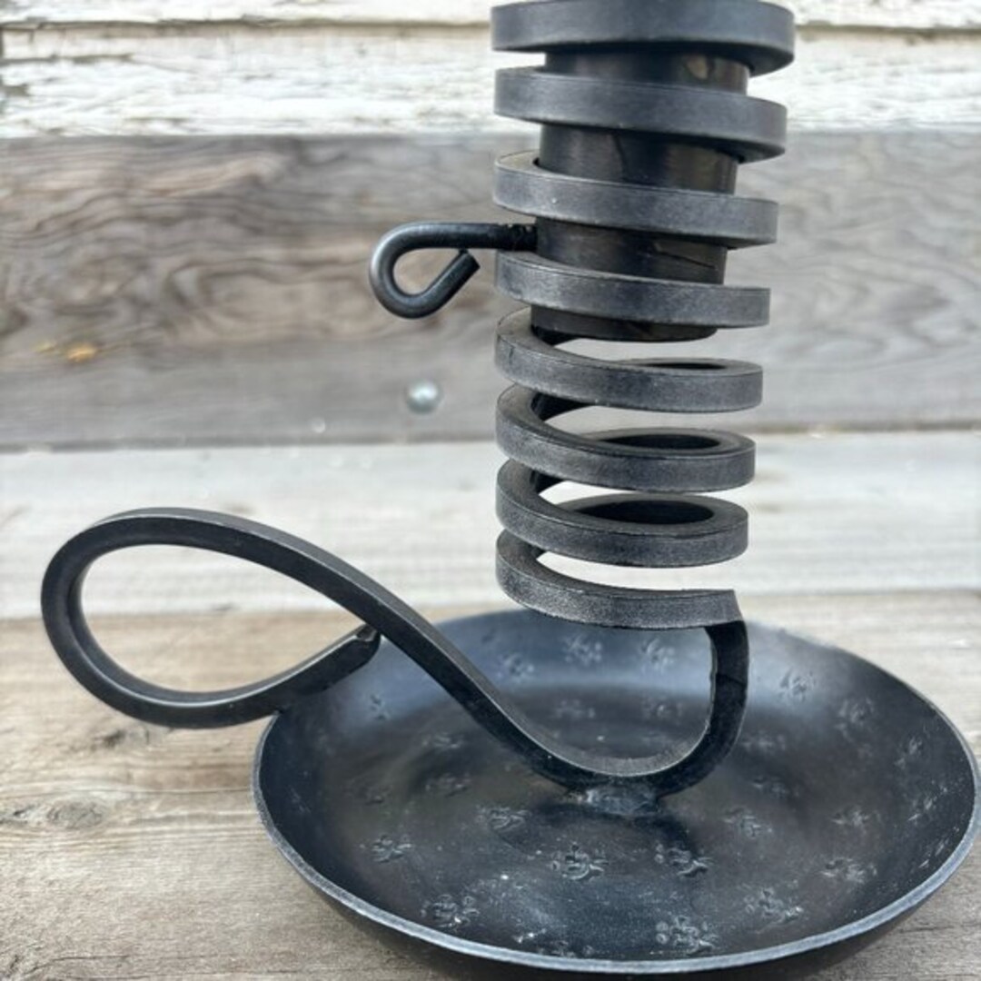 Wrought Iron Courting Candle Finger Loop Drip Tray Spiral Design ...