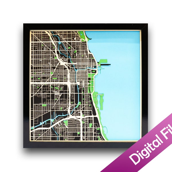 Chicago Map Svg - Etsy