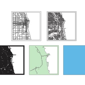 Chicago Map Vector SVG File for Laser CNC Glowforge Cricut Silhouette ...