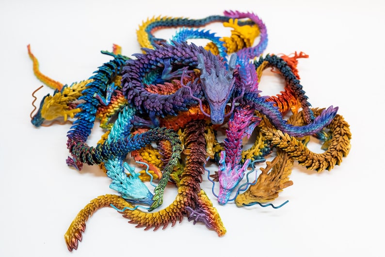 MULTICOLOR 3D Printed Articulated Dragon - Etsy