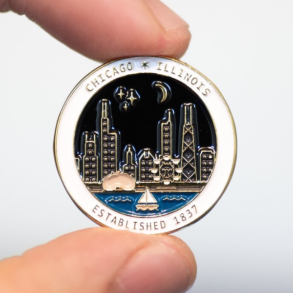 Chicago Enamel Pin - Etsy