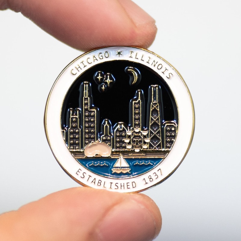Chicago Enamel Pin - Etsy
