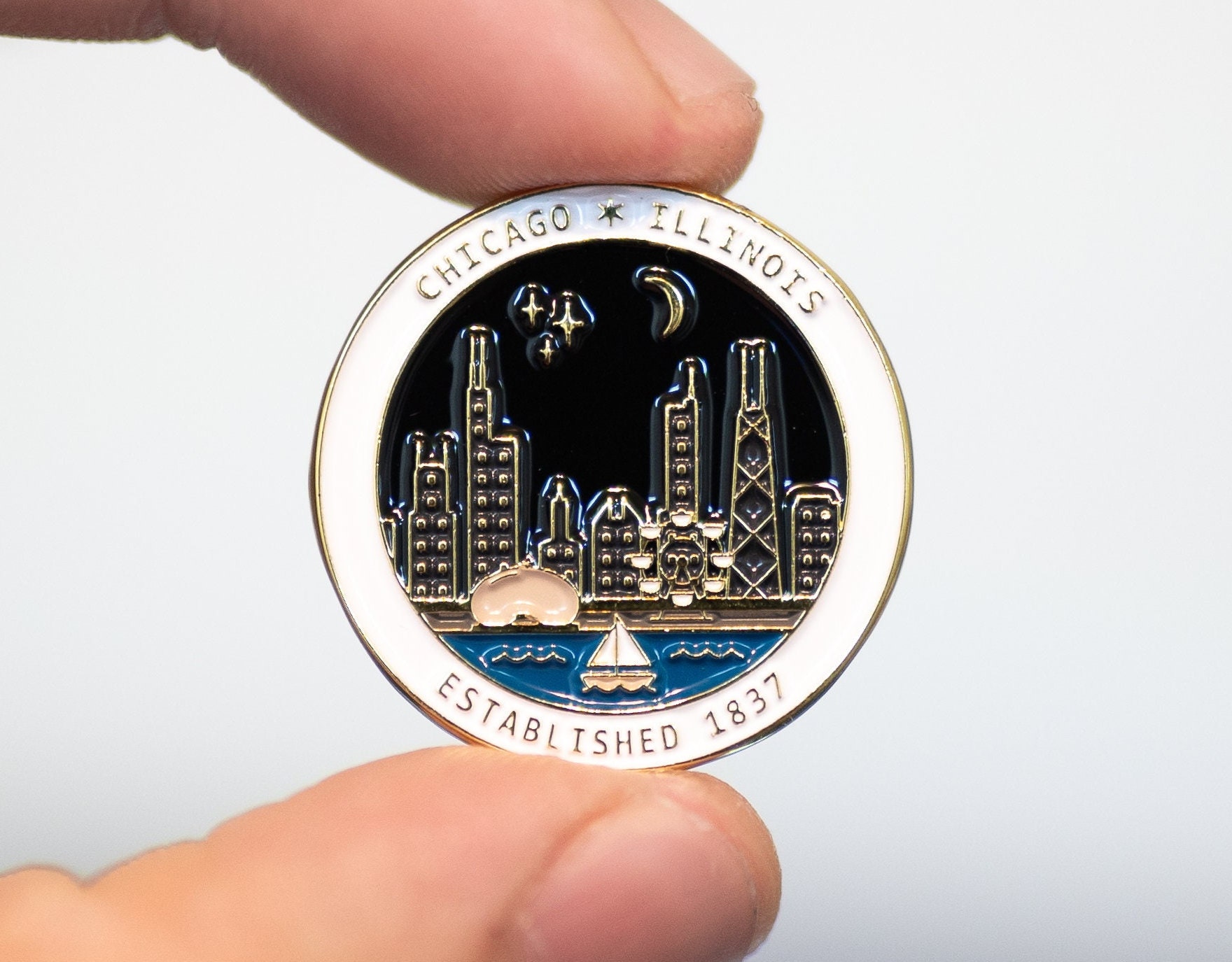 Chicago Enamel Pin - Etsy