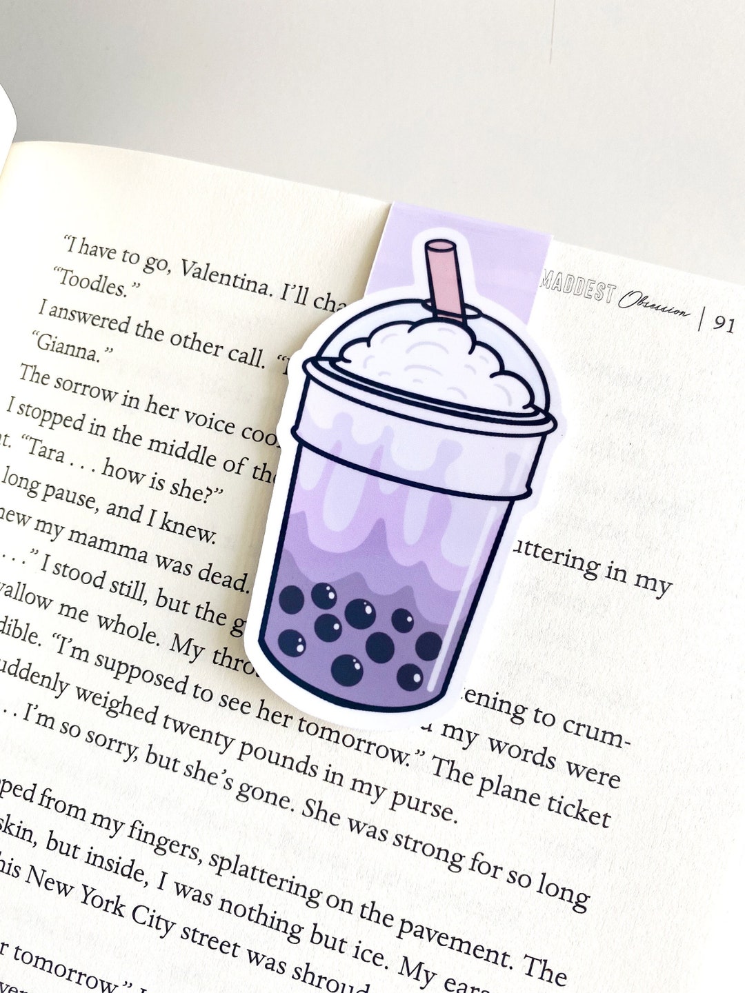 Boba Tea Magnetic Bookmark Taro Page Holder Page Marker Bookmark - Etsy