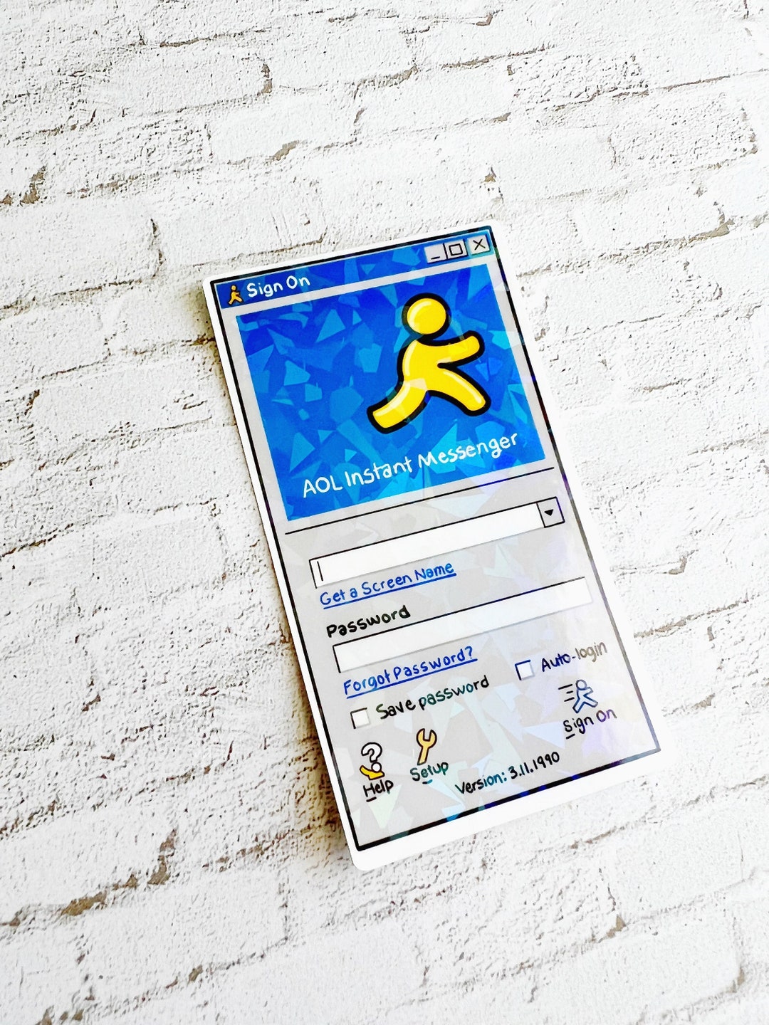 AOL Holographic Sticker Sparkly Sticker 90s Sticker Diecut Stickers ...