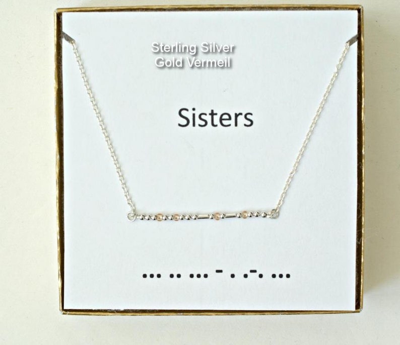 Sterling Silver Morse Code Sisters Necklace, Morse Code Necklace, Morse ...