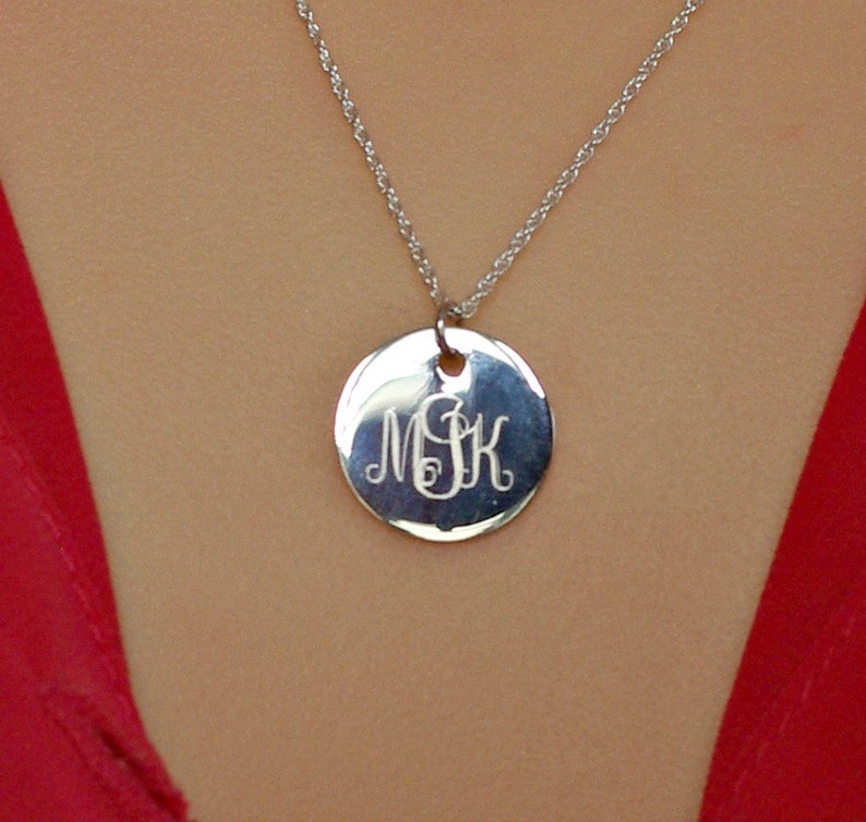 Personalized Monogram Necklace Sterling Silver, Three Initial Necklace ...