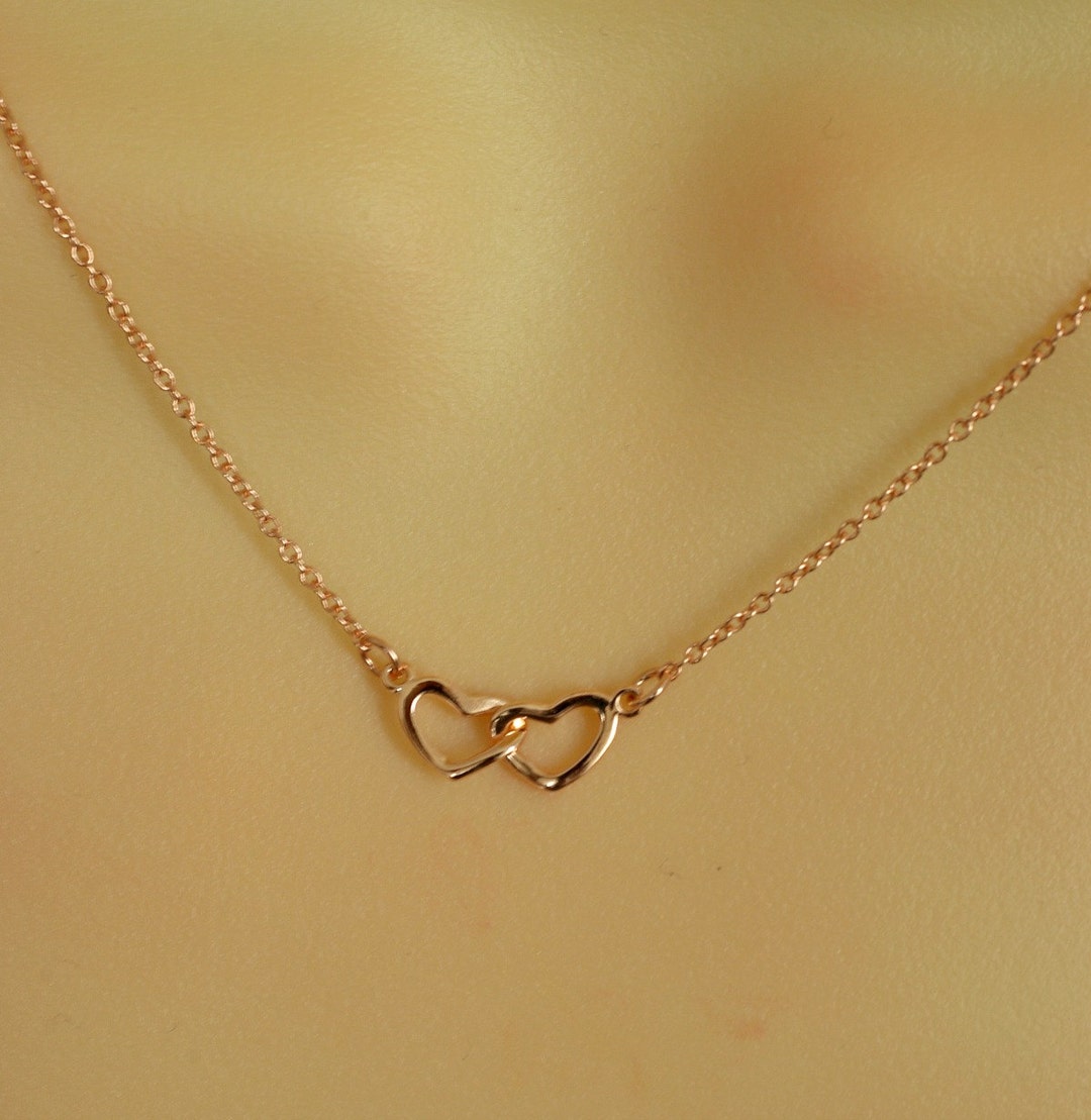 Rose Gold Interlocking Heart, Rose Gold Vermeil Sterling Silver, Two ...
