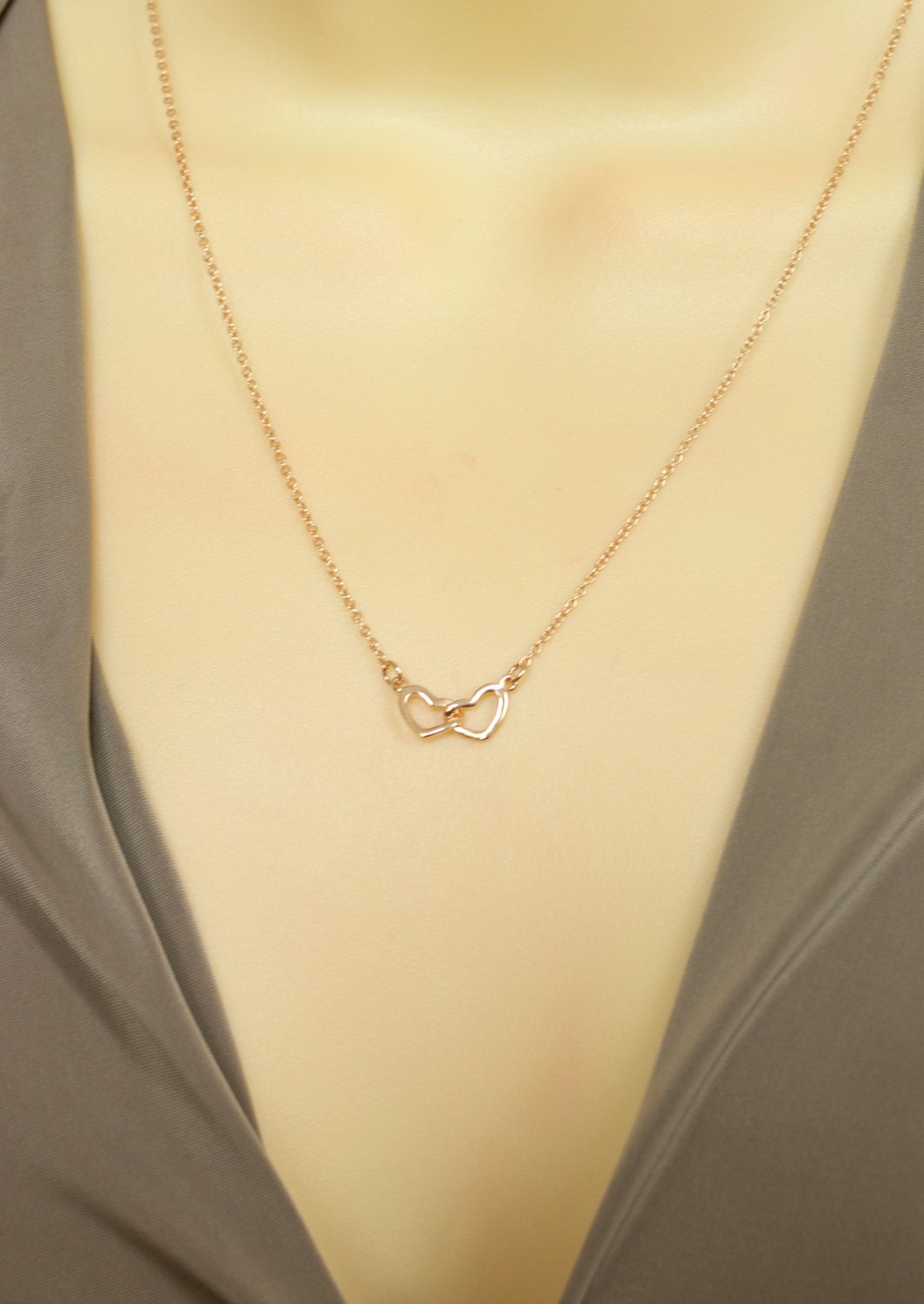 Rose Gold Interlocking Heart, Rose Gold Vermeil Sterling Silver, Two ...